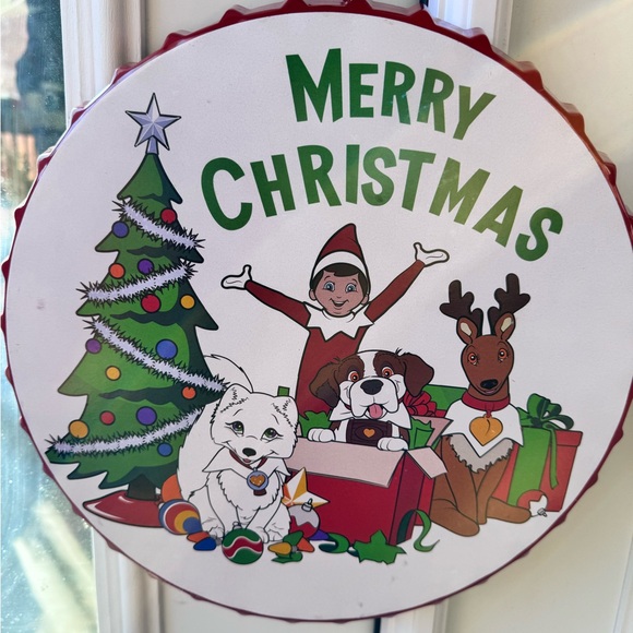 At Home | Holiday | Festive Christmas Wall Sign With Elf On The Shelf ...